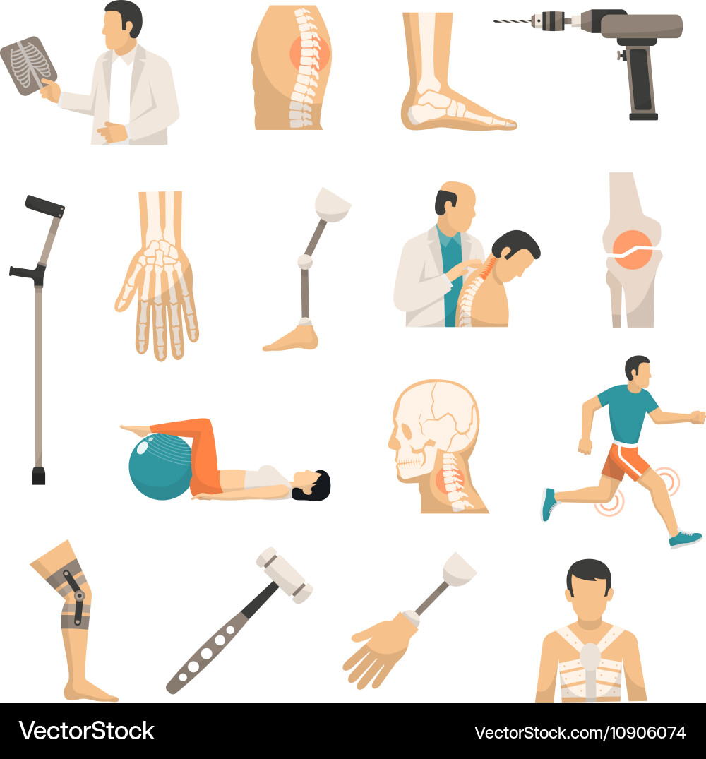 Orthopedics Color Icons Set Royalty Free Vector Image
