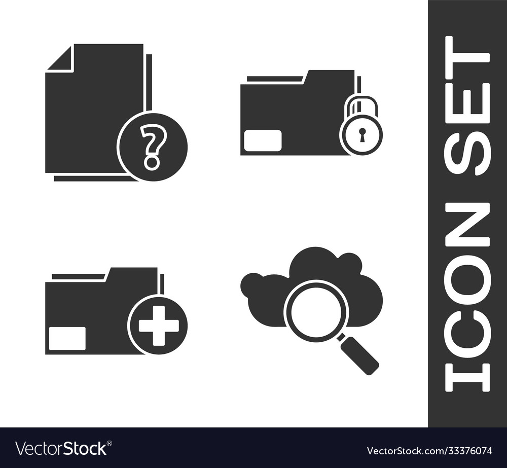 Set search cloud computing unknown document add Vector Image Set search cloud computing unknown document add Vector Image
