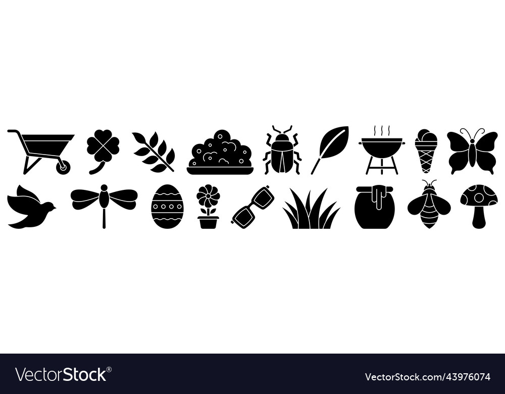 Spring icon set design template Royalty Free Vector Image