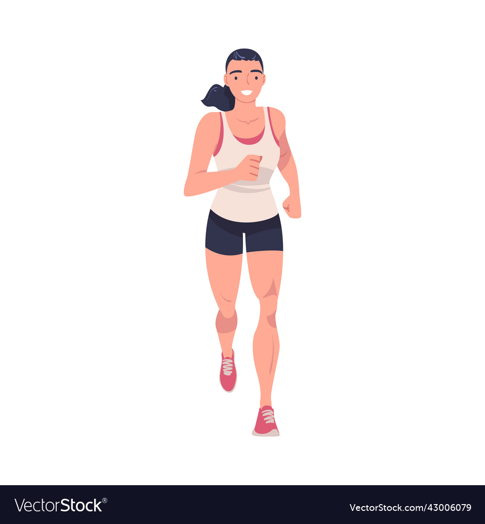 Woman character running in sportswear and trainers