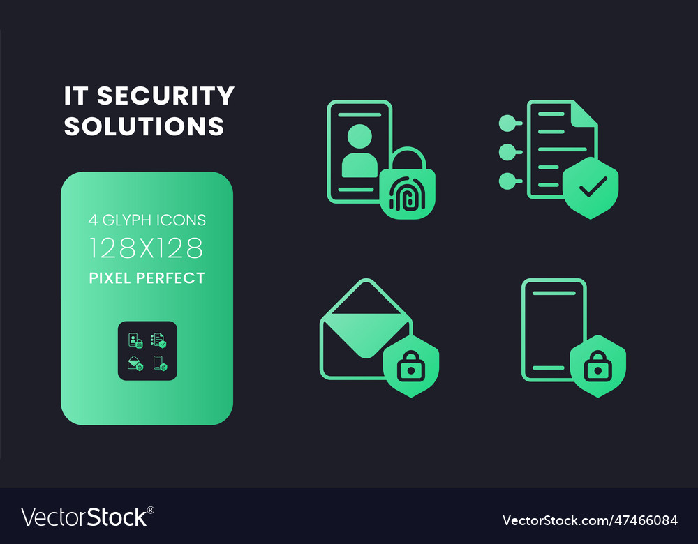 Cyber security solutions green solid gradient Vector Image
