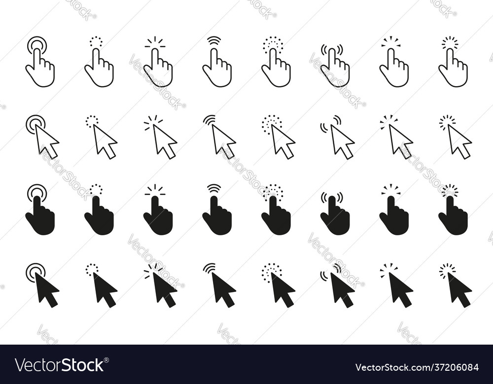 Mouse click cursor set click icon pointer Vector Image