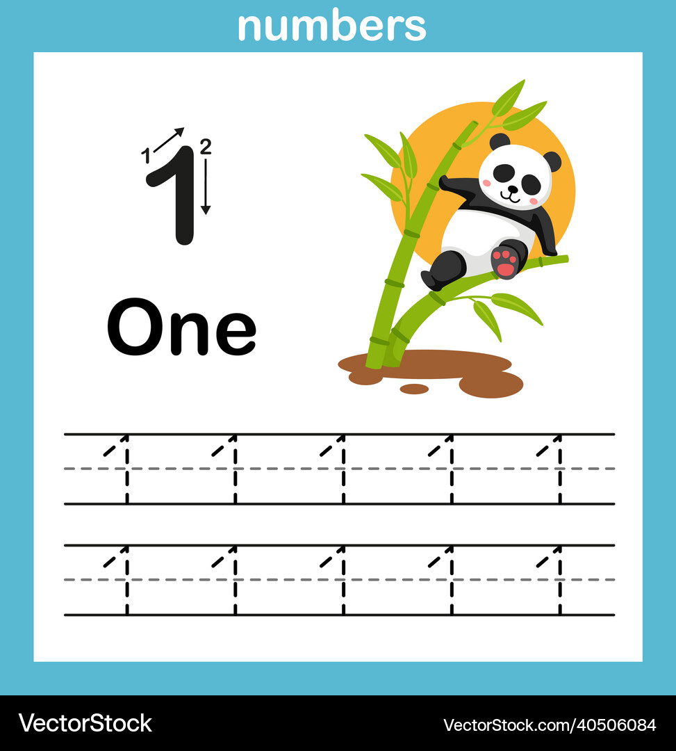 Number exercise with cartoon Royalty Free Vector Image