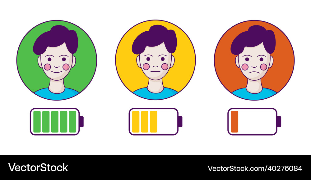 Tired sad young man low energy level Royalty Free Vector