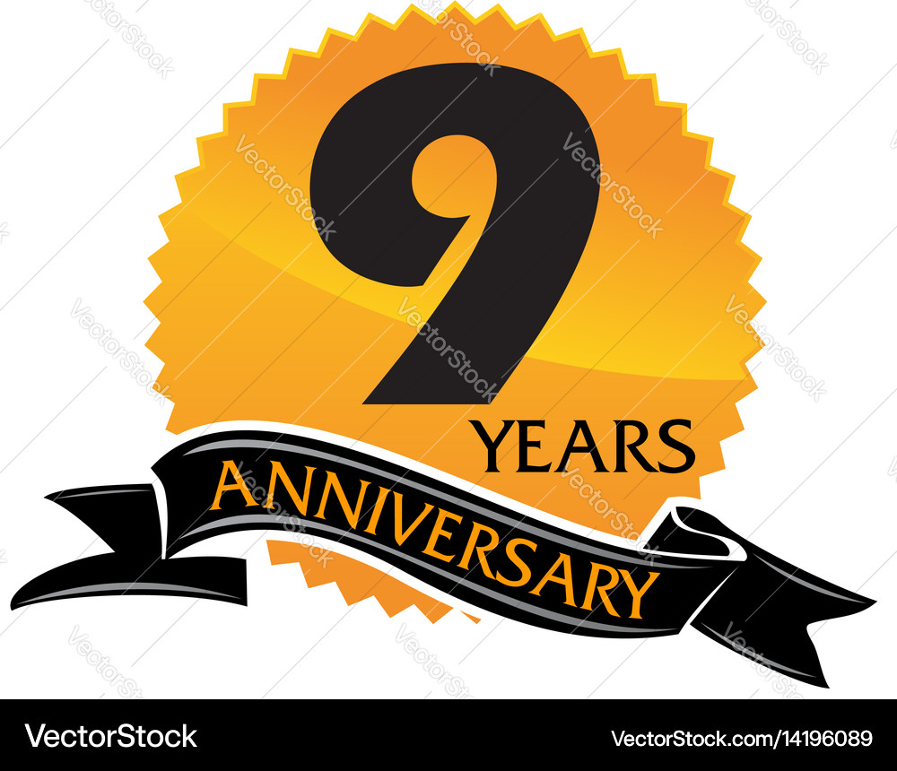 9 years ribbon anniversary Royalty Free Vector Image