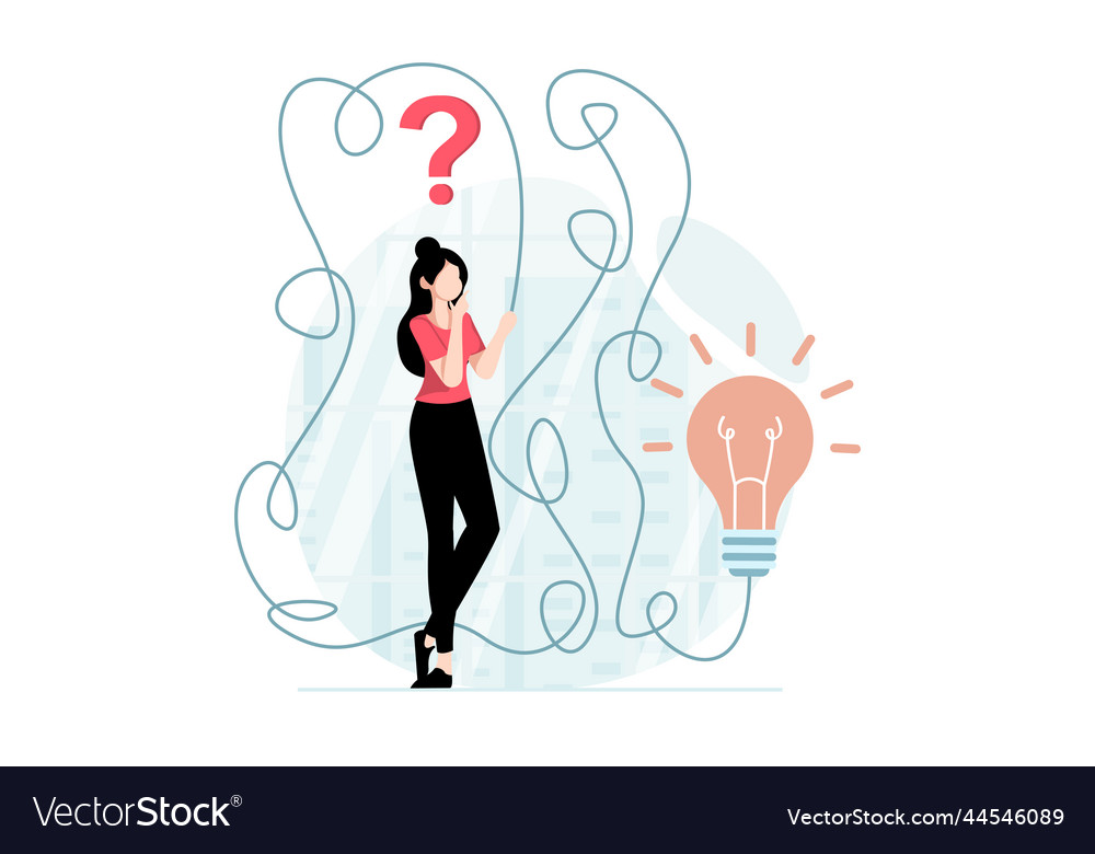 Finding solution concept with people scene in flat Finding solution concept with people scene in flat