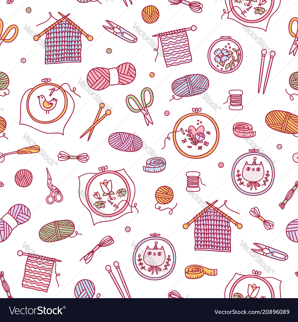 Knitting and stitching pattern Royalty Free Vector Image