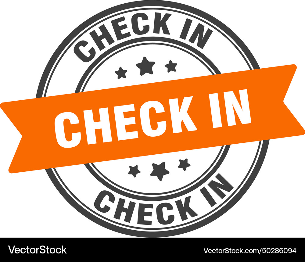 Check in stamp label on transparent Royalty Free Vector