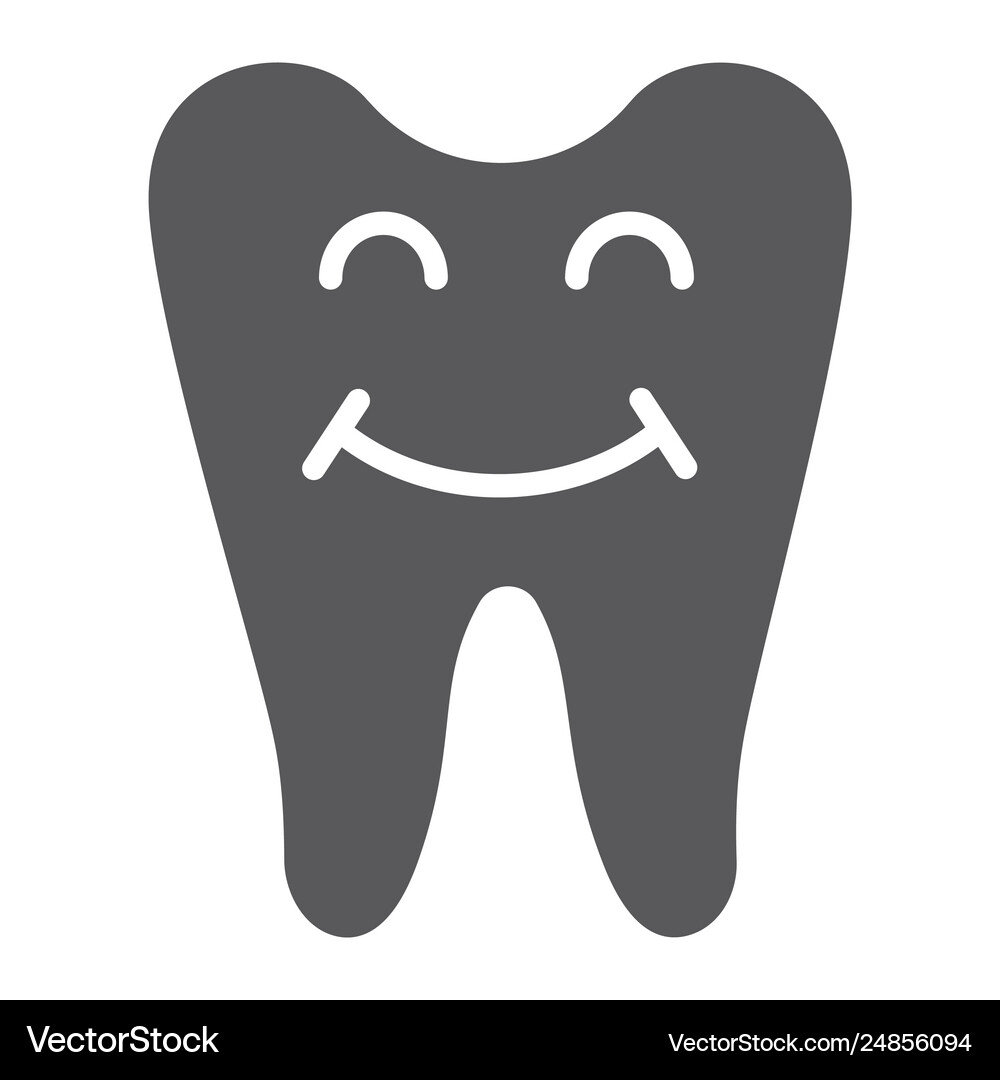 Happy tooth glyph icon teeth and dentistry Vector Image