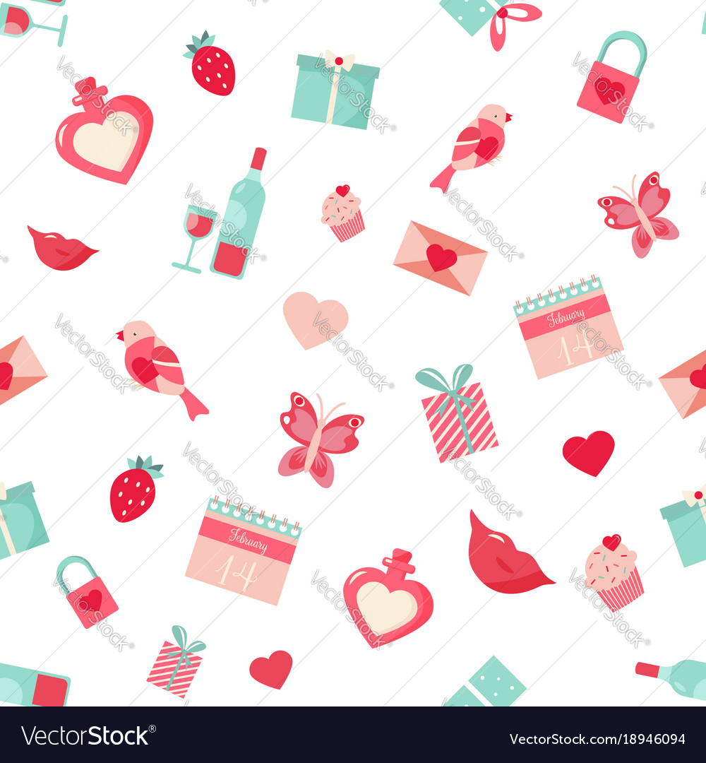 Holiday pattern with elements for valentines day Vector Image