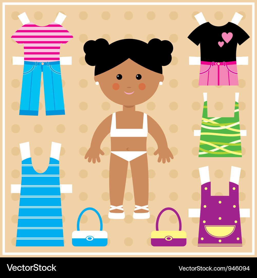 Paper doll with clothes set Royalty Free Vector Image