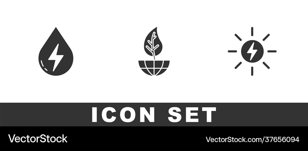 Set water energy earth globe and leaf and solar Vector Image