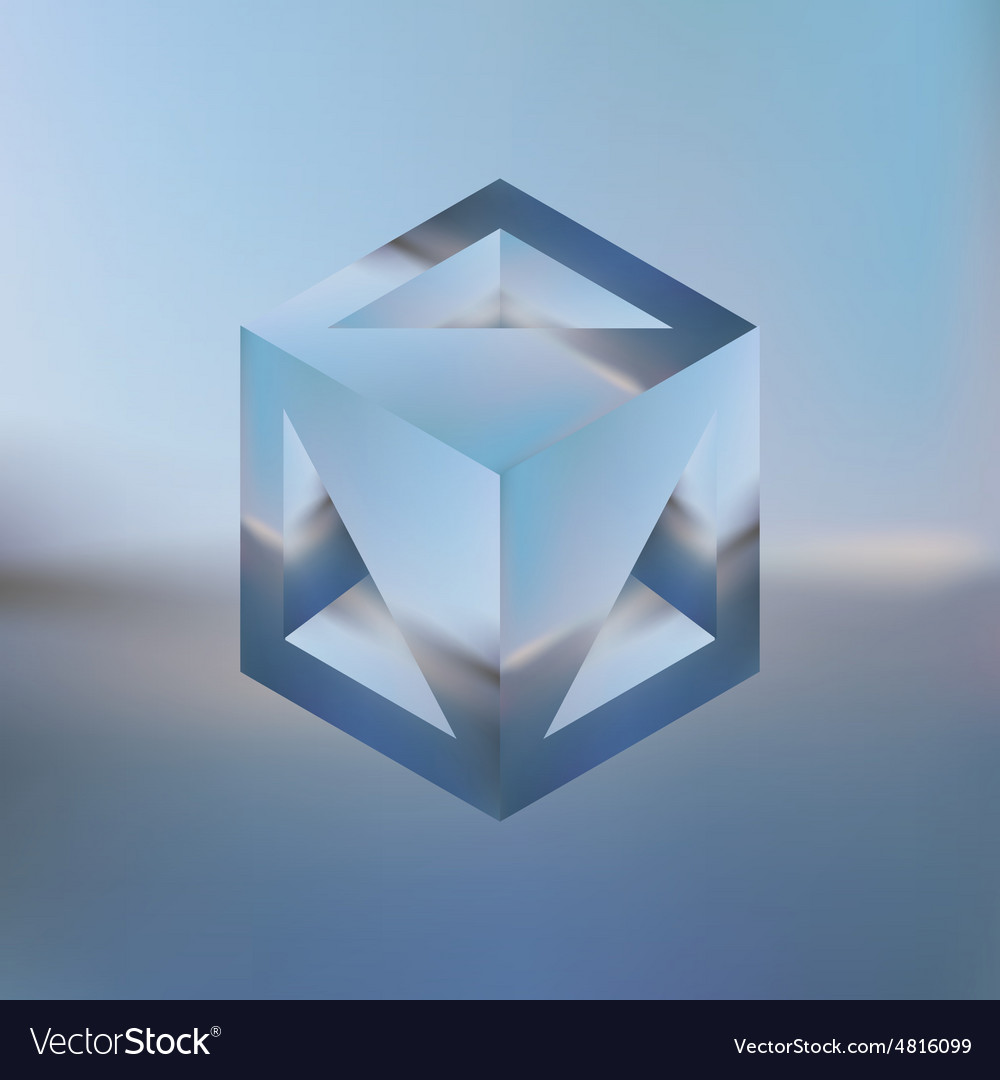 Abstract isometric cube with reflection the Vector Image