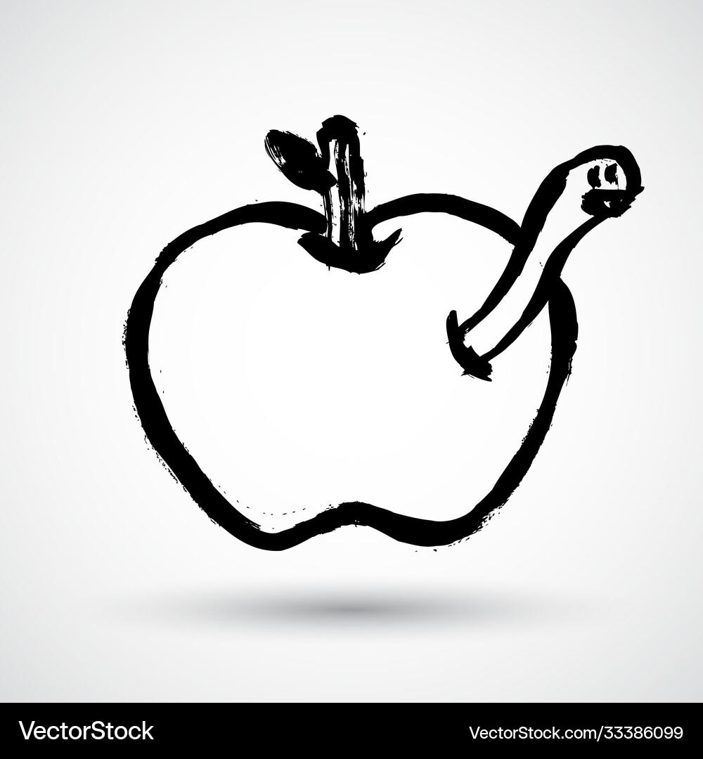 Apple With Worm Clip Art Black And White Worm Eating Apple JORZ ART