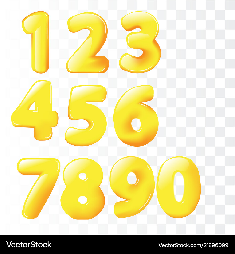 Cartoon balloons doodle numbers orange set Vector Image