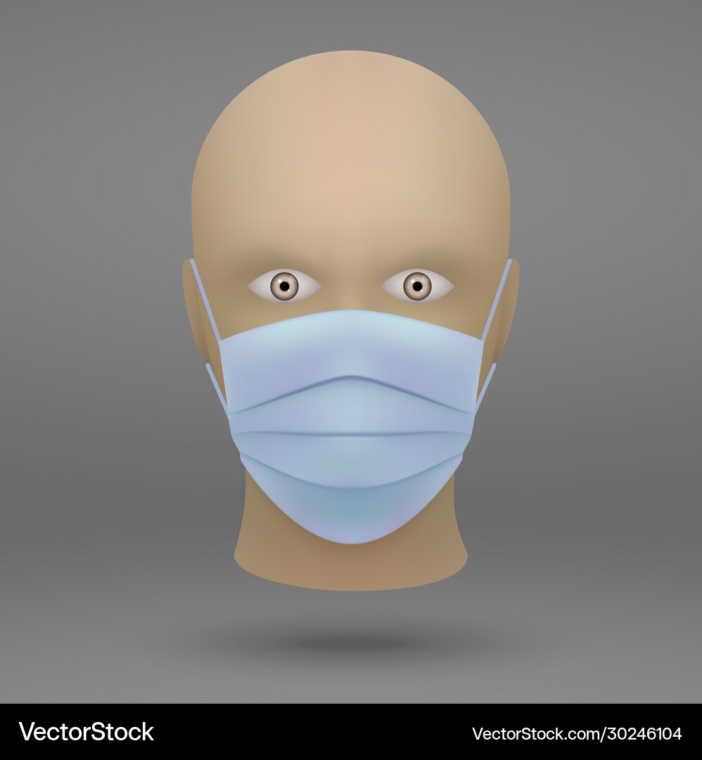 Head with medical face mask Royalty Free Vector Image