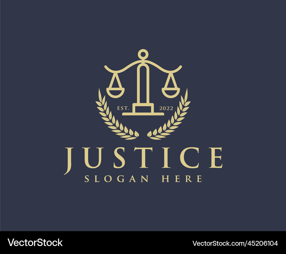 Justice logo law design firm Royalty Free Vector Image