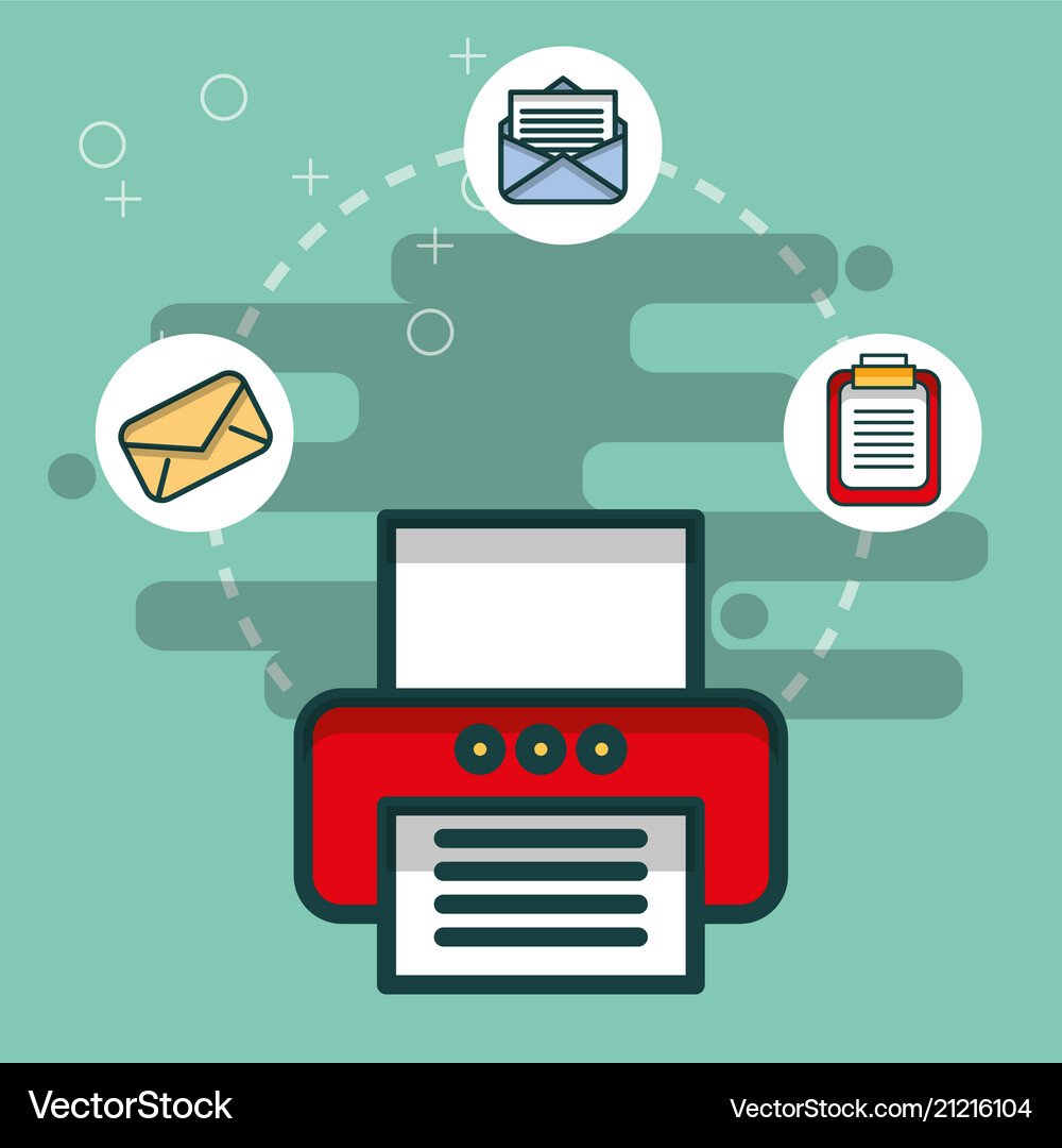 Printer email message clipboard paper office Vector Image