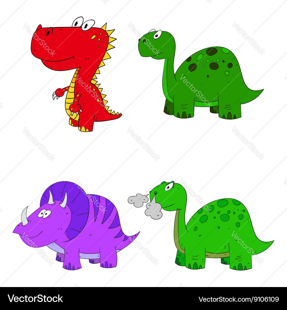Dino set cartoon Royalty Free Vector Image - VectorStock