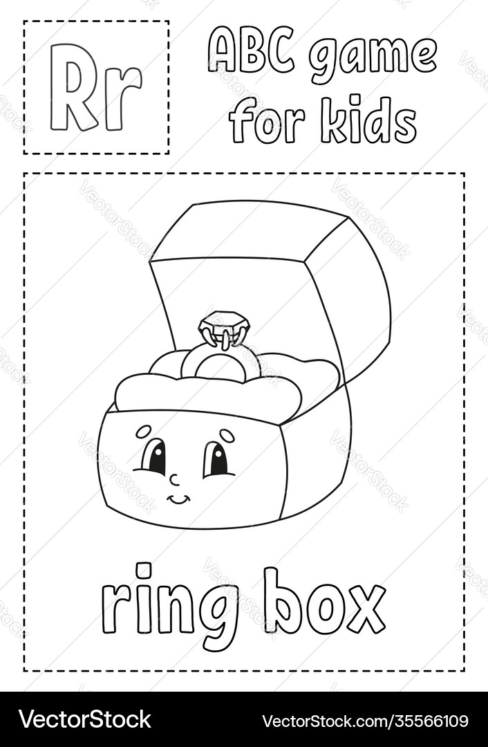 Letter r is for ring box abc game for kids Vector Image