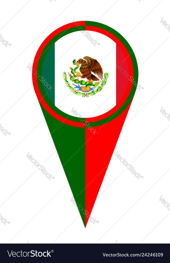 Mexico map pointer location flag Royalty Free Vector Image
