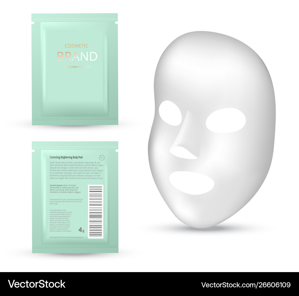 Plastic packaging with sheet mask blank foil Vector Image