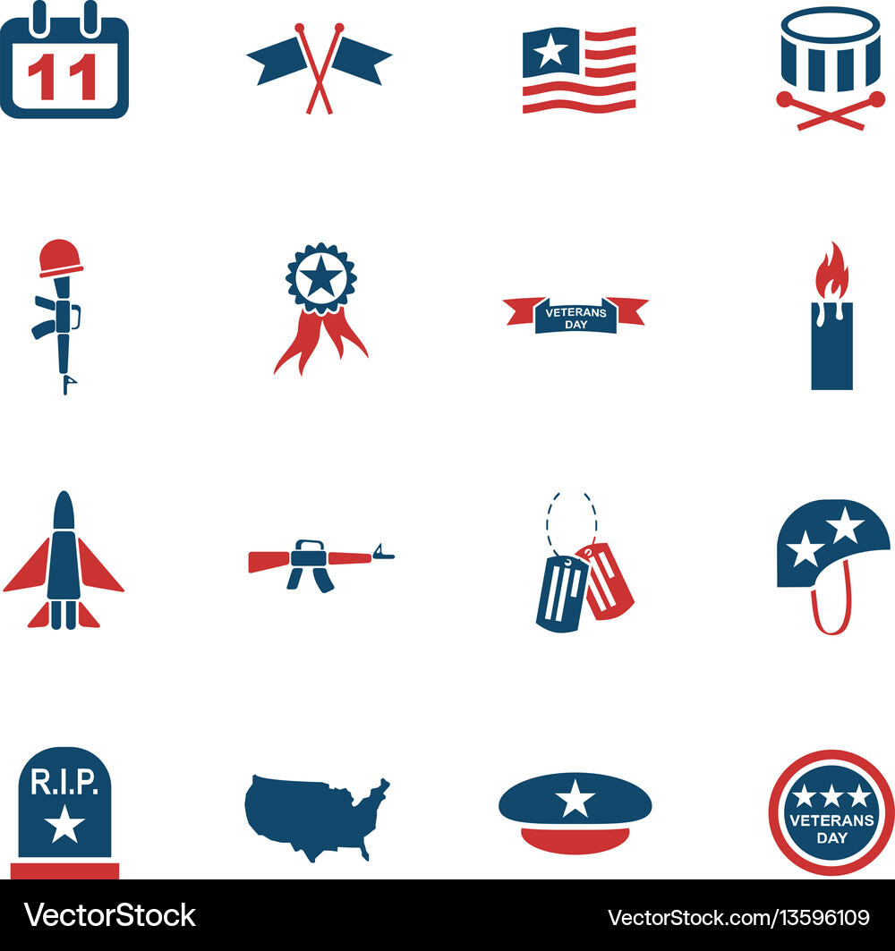 Veterans day icon set Royalty Free Vector Image