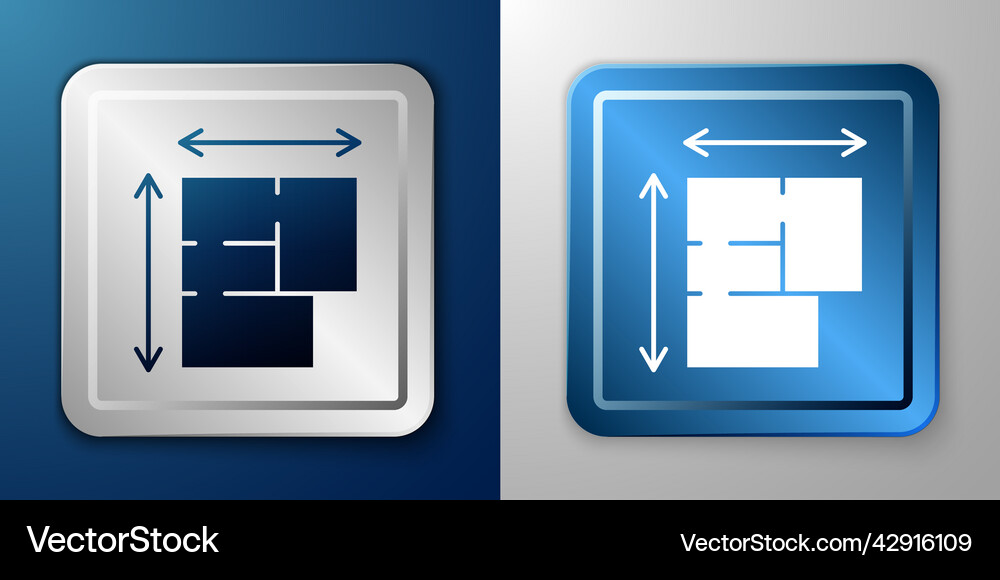 White house plan icon isolated on blue and grey Vector Image