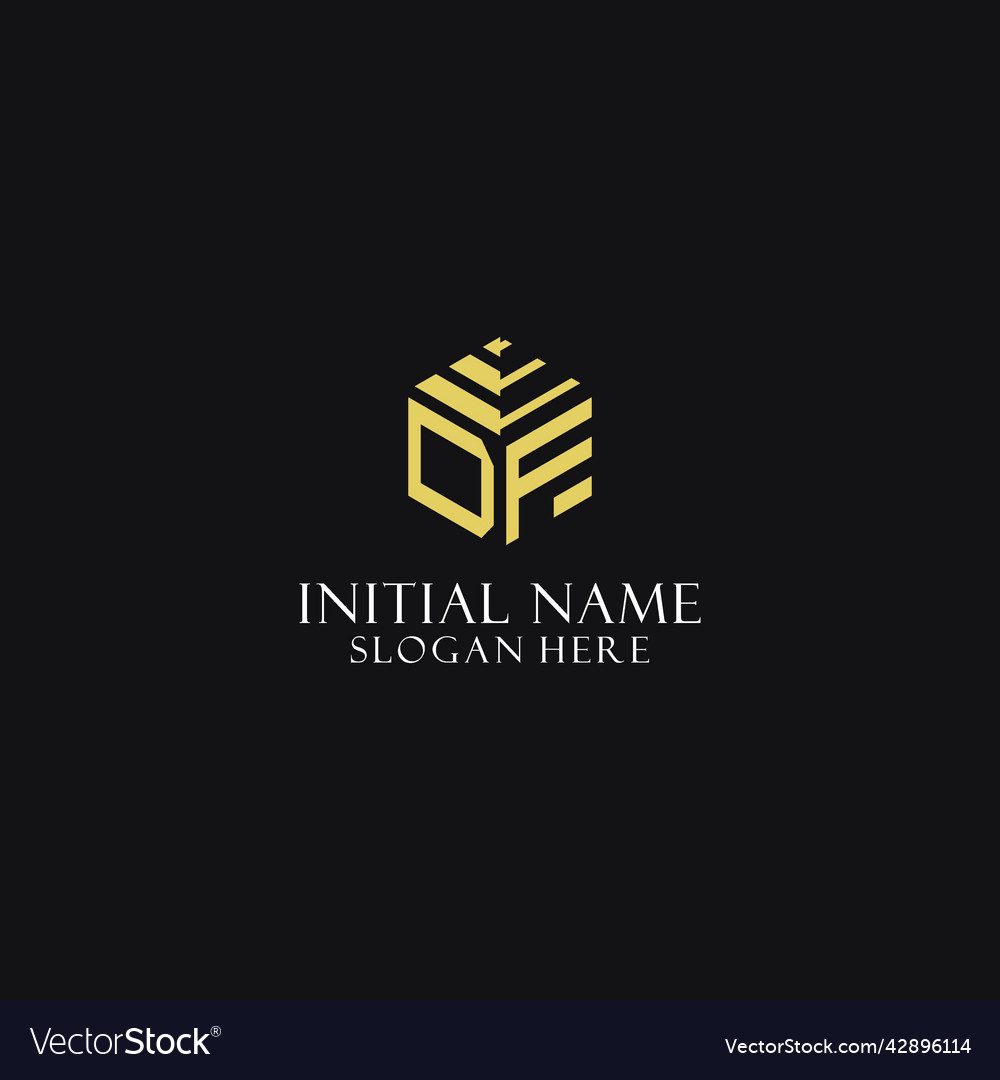 Df initial monogram with hexagon shape logo Vector Image Df initial monogram with hexagon shape logo Vector Image