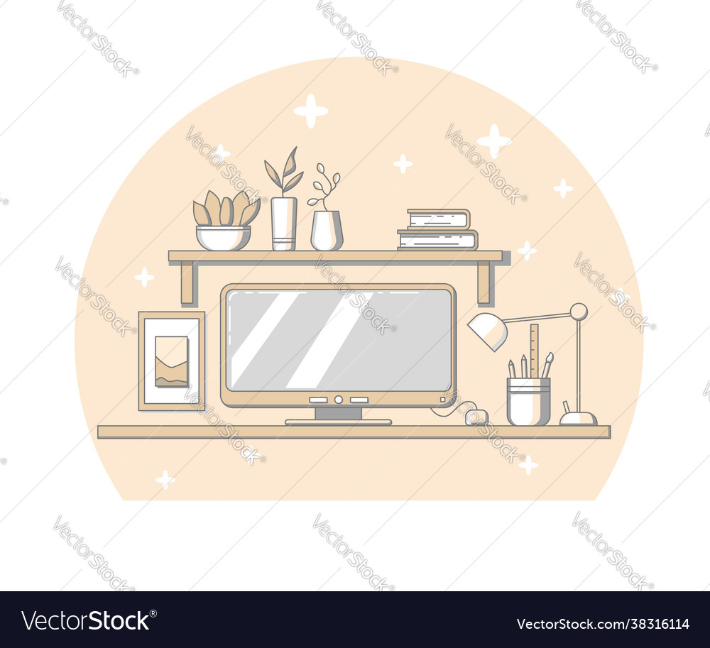 Home workspace Royalty Free Vector Image - VectorStock