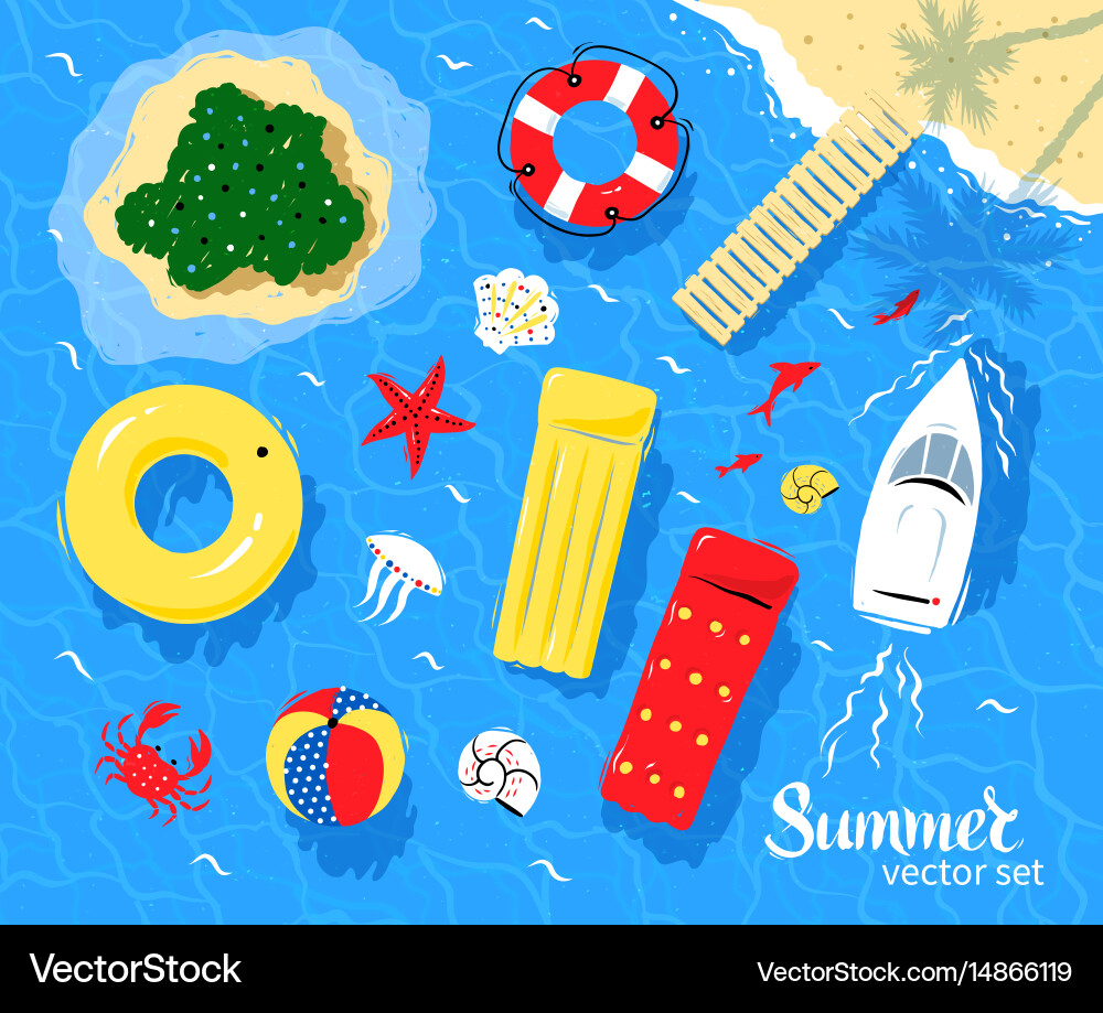Marine top view set Royalty Free Vector Image - VectorStock