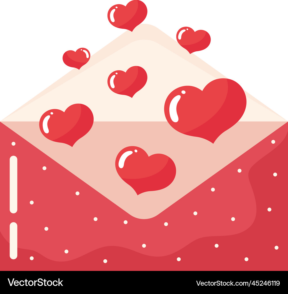 Red envelope with hearts Royalty Free Vector Image