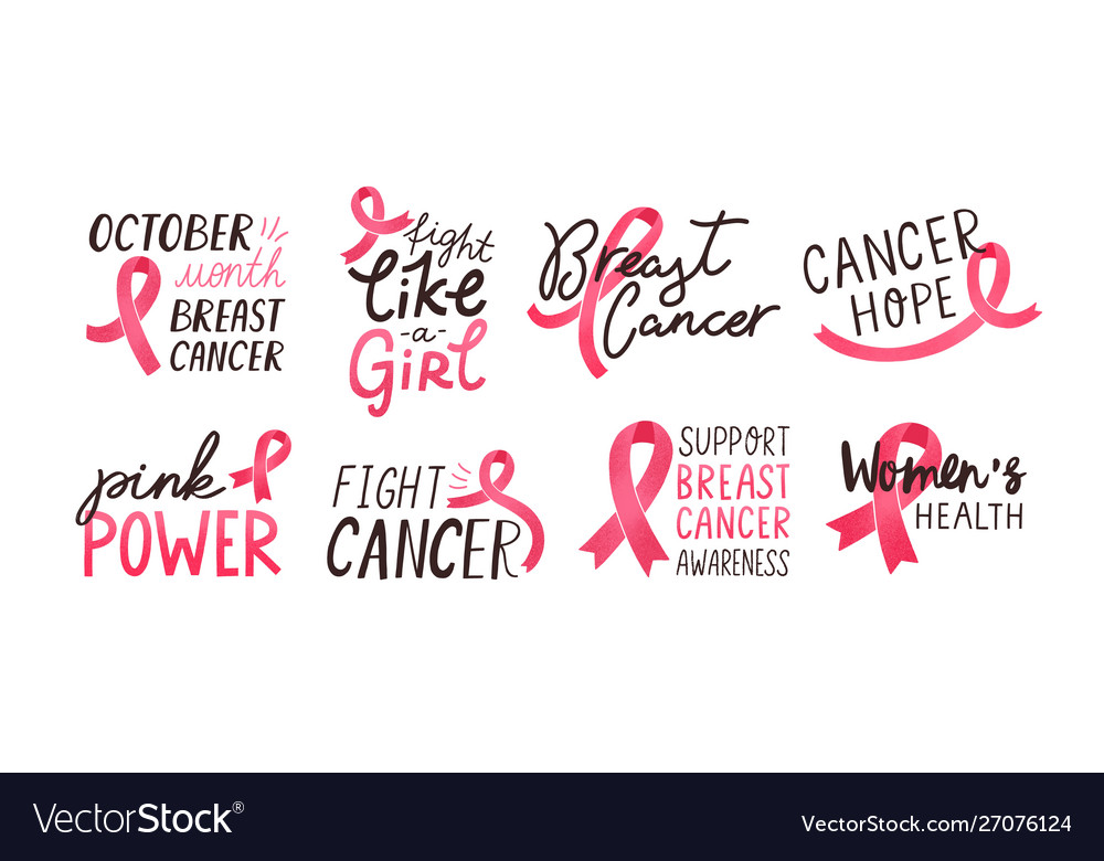 Breast cancer awareness handwritten letterings set Breast cancer awareness handwritten letterings set