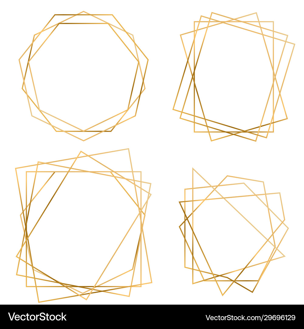 Gold geometric polygonal frames Royalty Free Vector Image
