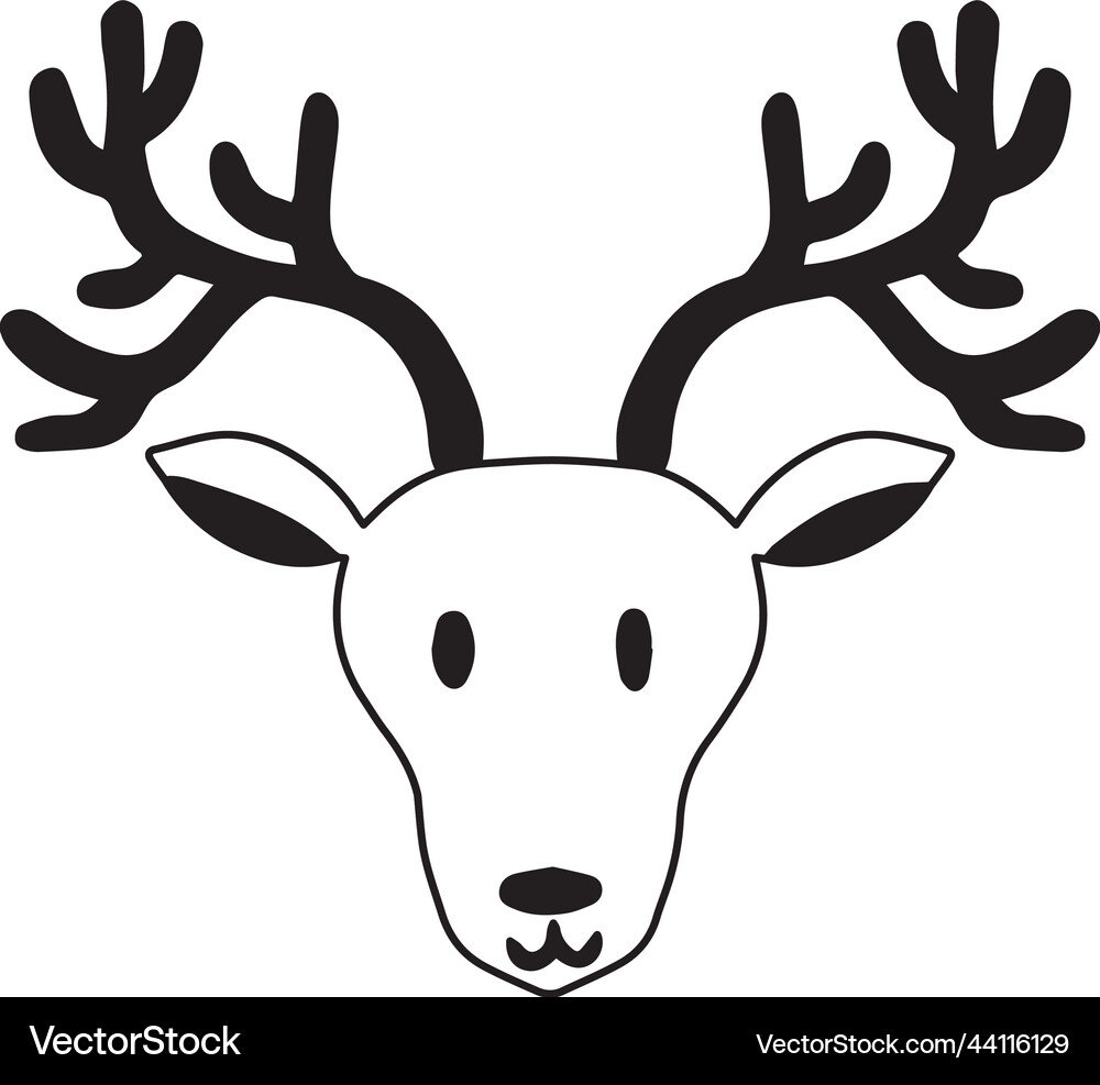 Hand drawn cute happy reindeer face Royalty Free Vector
