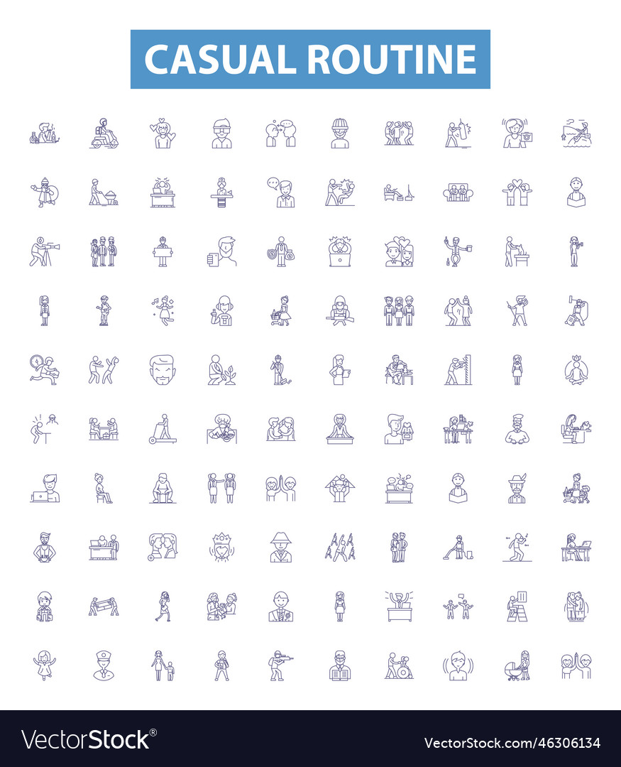 Casual routine line icons signs set lax Royalty Free Vector Casual routine line icons signs set lax Royalty Free Vector