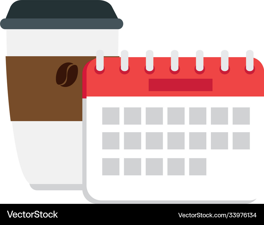 Isolated calendar and coffee mug design Royalty Free Vector