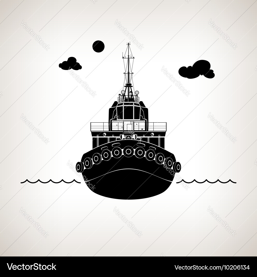 Silhouette of Push Boat Royalty Free Vector Image