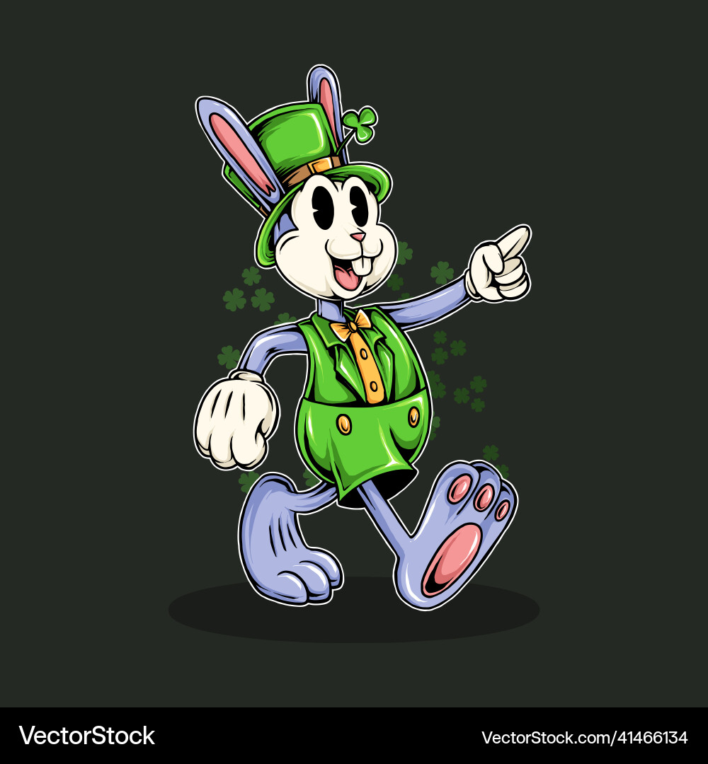 Stpatricks day vintage cartoon easter bunny Vector Image