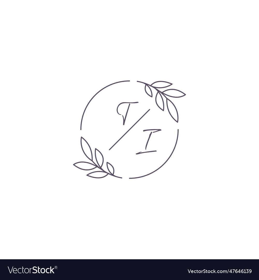 Initials ti monogram wedding logo with simple Vector Image