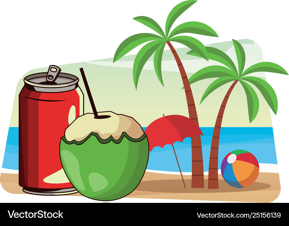 Refreshing drinks cartoon Royalty Free Vector Image