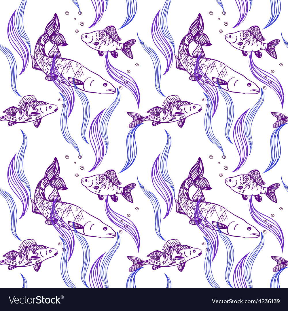 Seamless pattern fish Royalty Free Vector Image