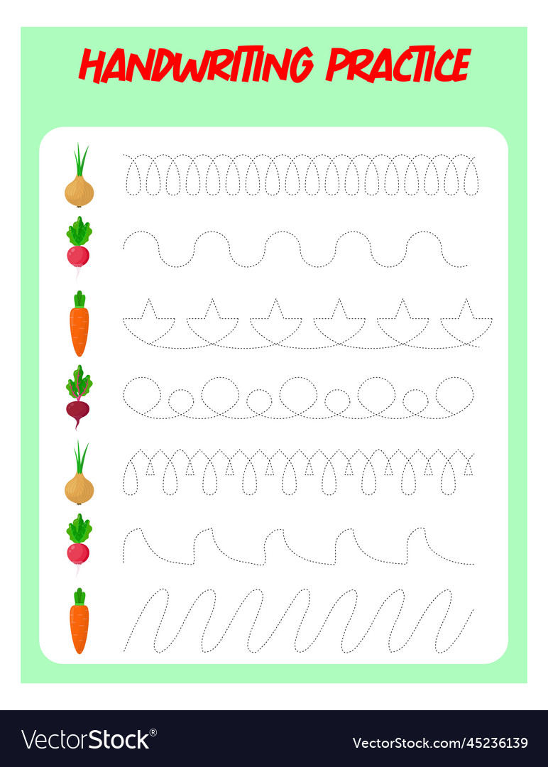 Tracing lines handwriting practice Royalty Free Vector Image