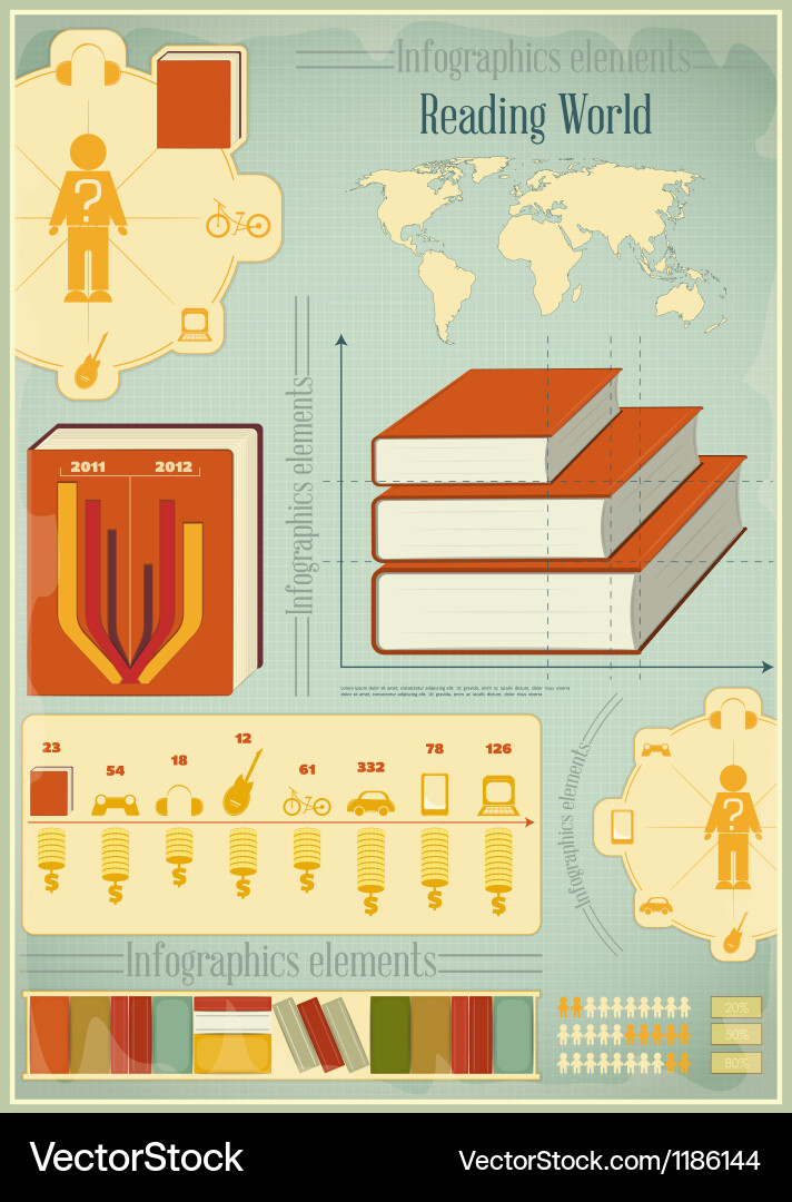 Book infographics elements Royalty Free Vector Image