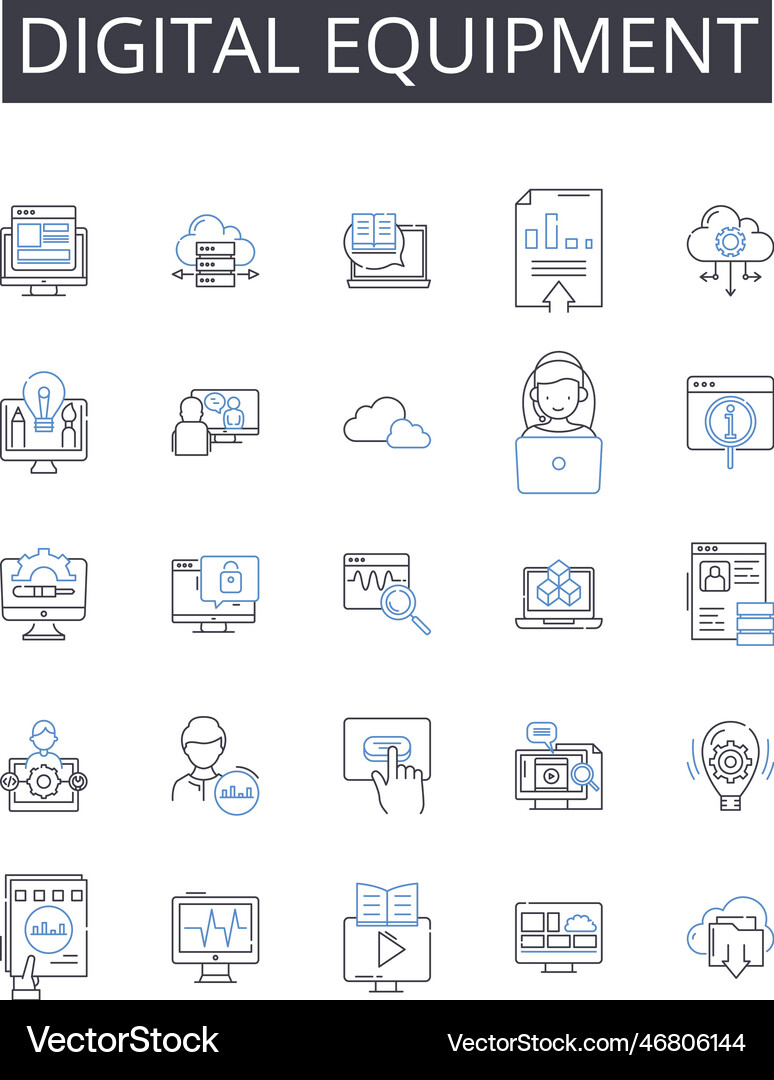 Digital equipment line icons collection Royalty Free Vector
