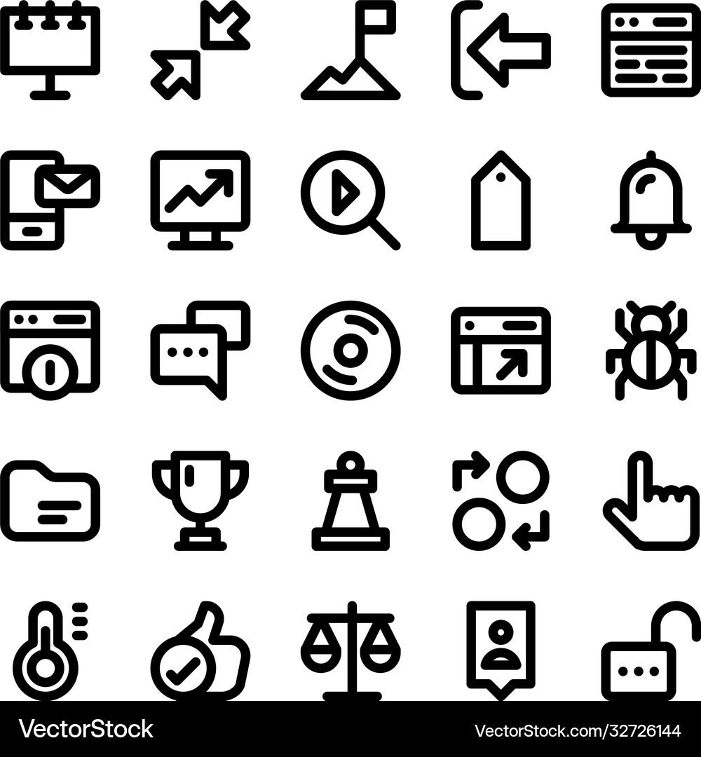 Pack user interface bold line icons Royalty Free Vector