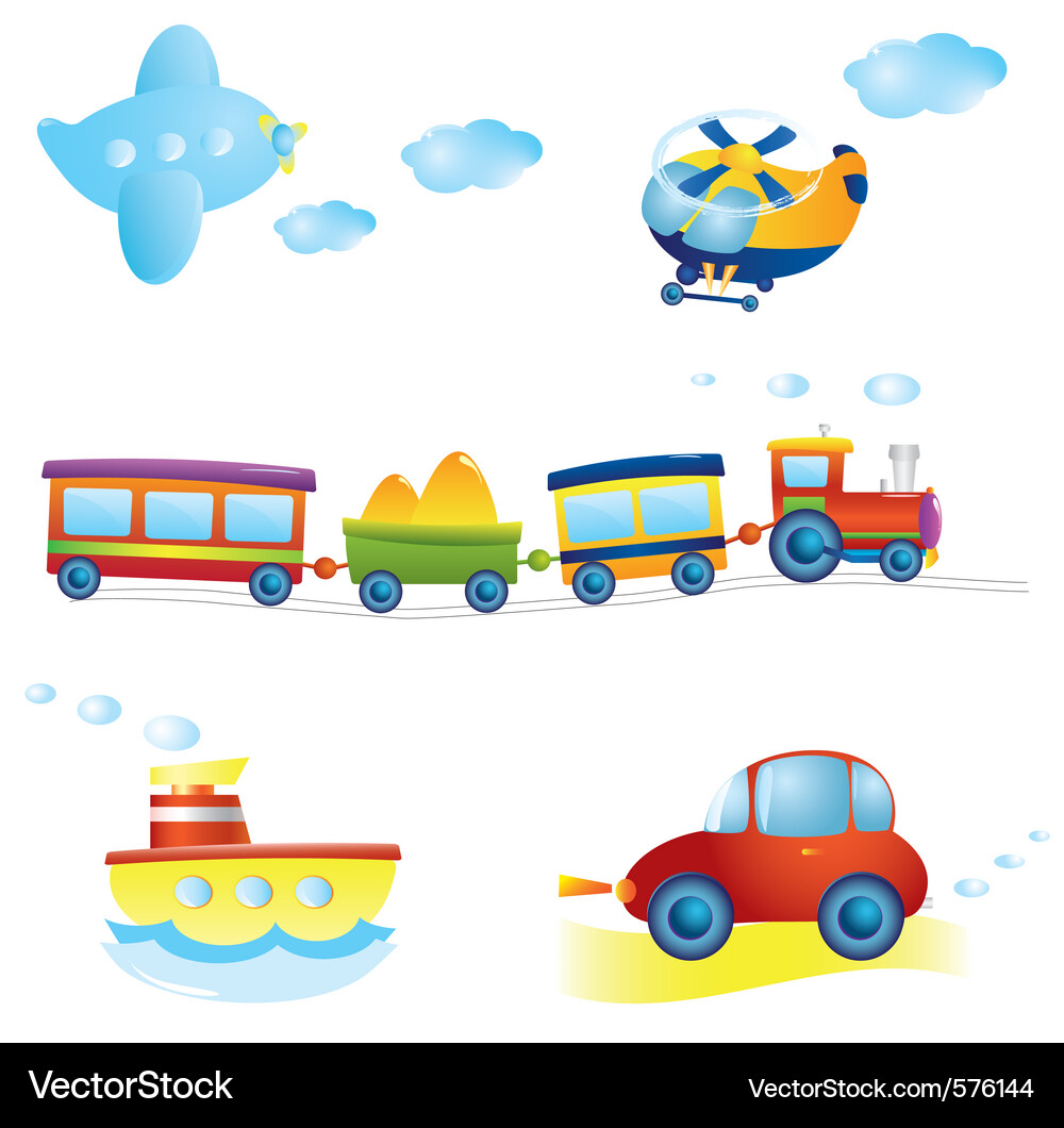 Transport Collection - Vehicles & Airplanes Vector Image