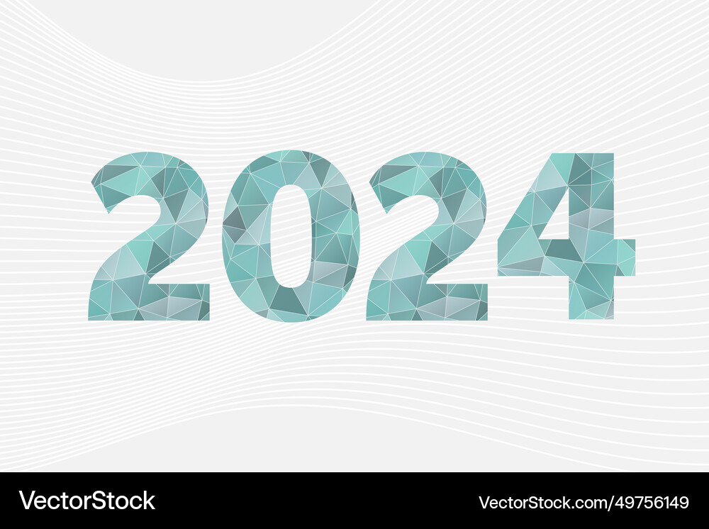 2024 new year blue low poly icon triangle sign Vector Image