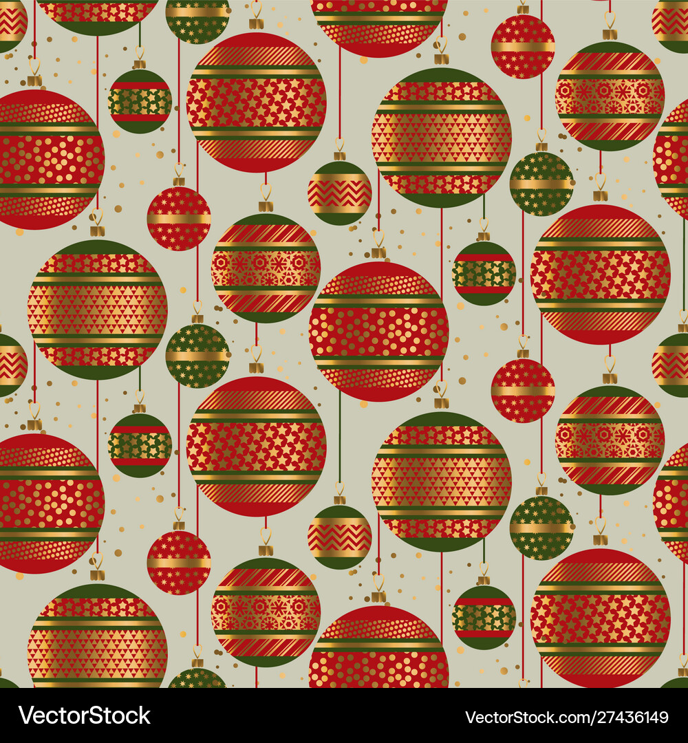Christmas green and red geometric baubles Vector Image