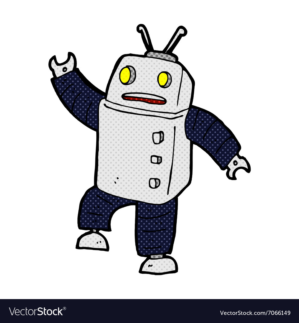Comic cartoon robot Royalty Free Vector Image - VectorStock